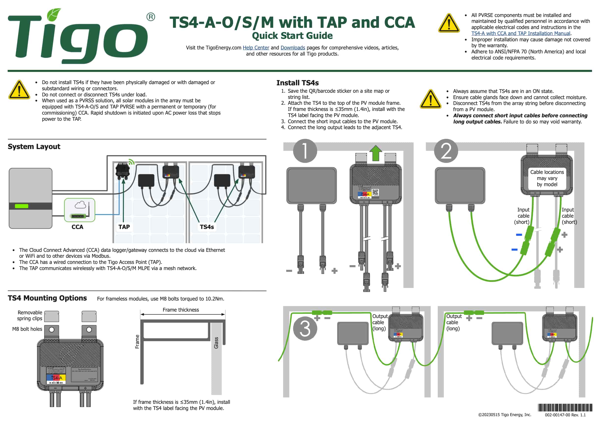 Quick Start Guide: TS4-A-O/S/M with TAP and CCA | Tigo Energy Downloads